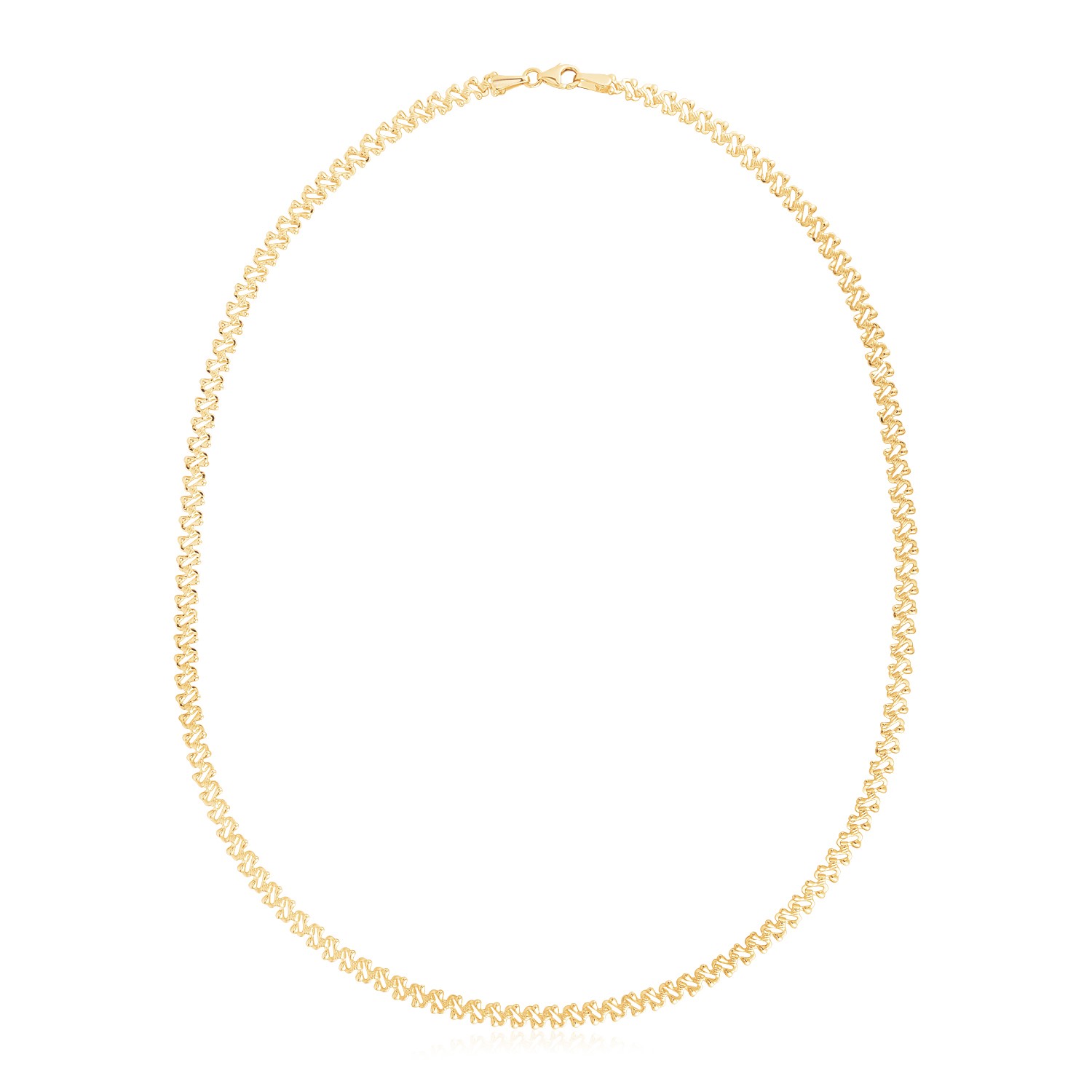 14k Yellow Gold High Polish The Textured Fancy Chain Necklace (4mm ...